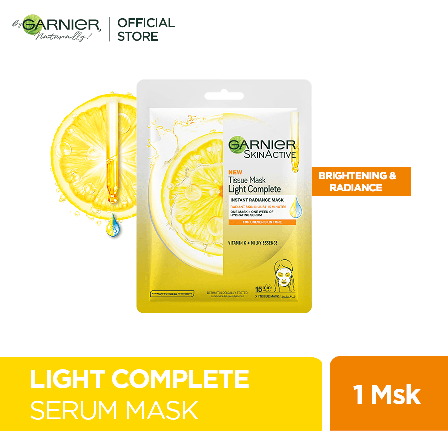 Garnier- Skin Active Light Complete Tissue Face Mask- For Brighter Skin ...