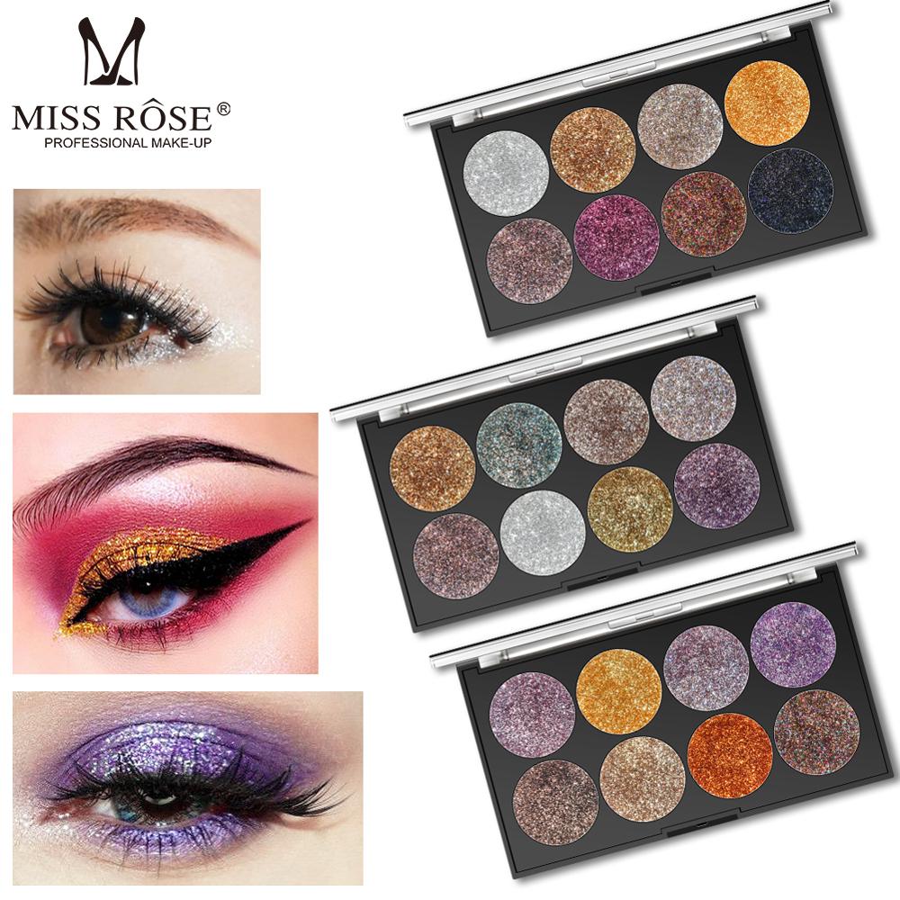 Miss Rose Makeup Palette 8 Color Glitter - Visit Cosmetics